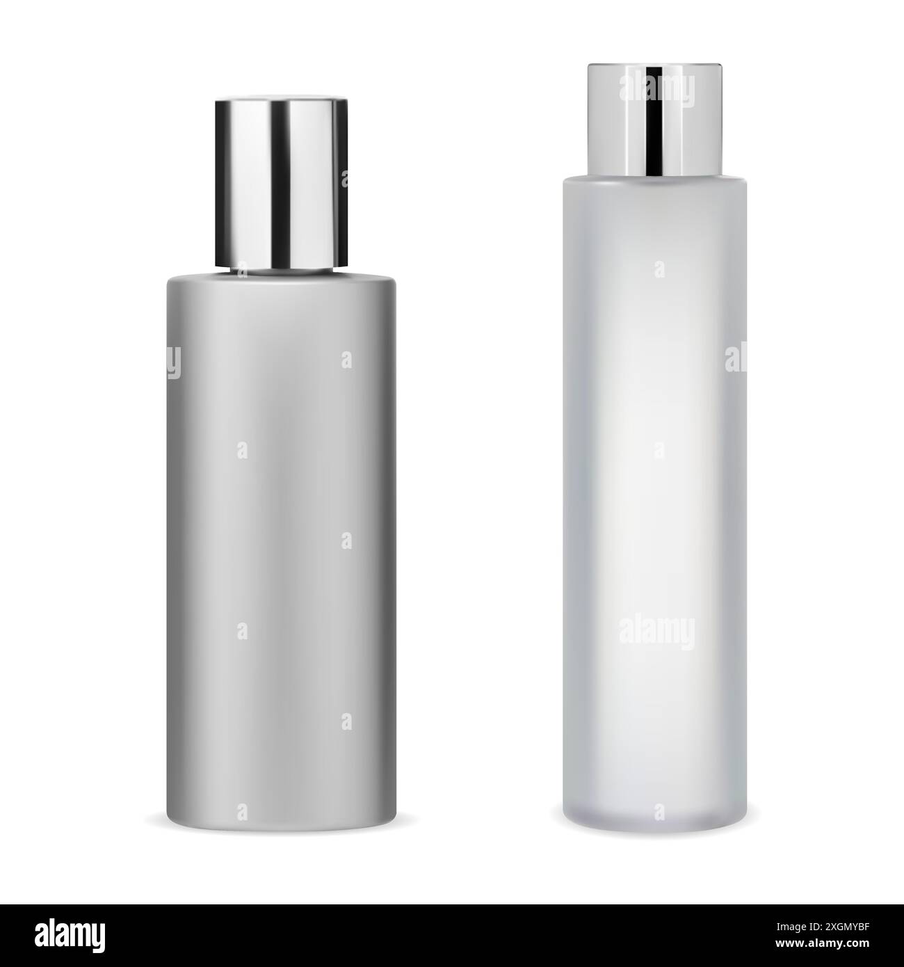 Hair lotion bottle mockup. Shampoo bottle template with silver cap ...