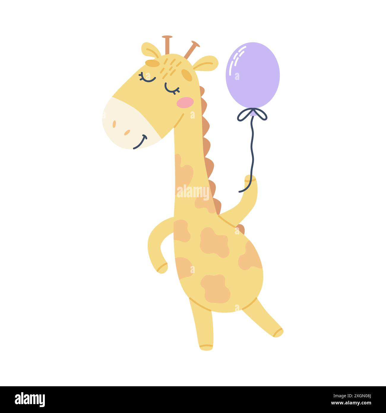 Cute giraffe with balloon. Birthday greetings and party. Vector ...