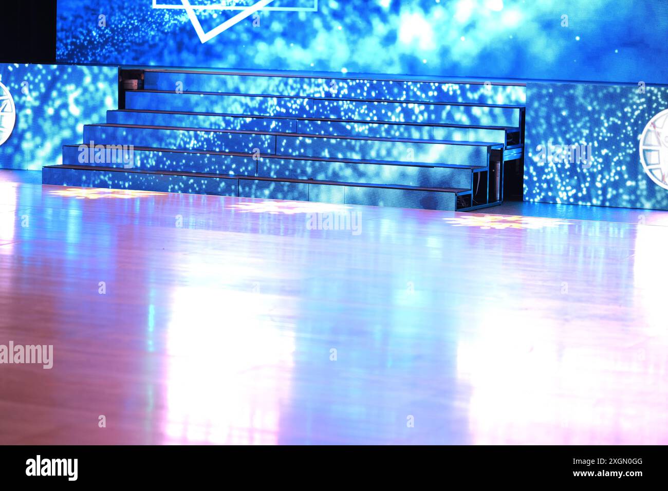 Free stage with light, steps for lifting onto the stage Stock Photo - Alamy