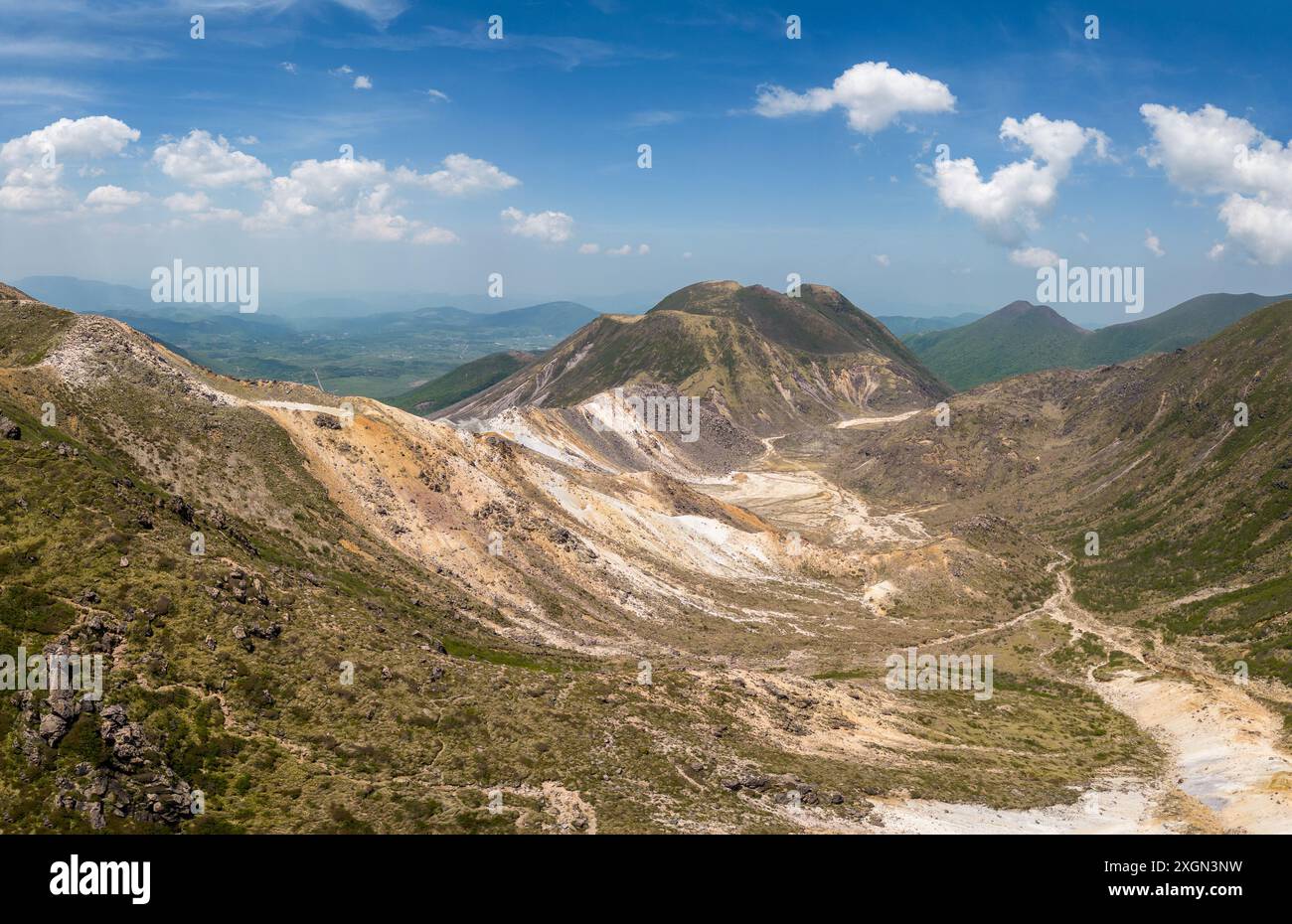 Kujusan, Japan: Dramatic aerial panorama the volcanic landscape of the ...