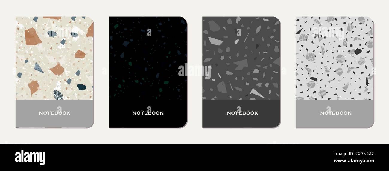 Notepad cover design. Terrazzo abstract background made of natural ...