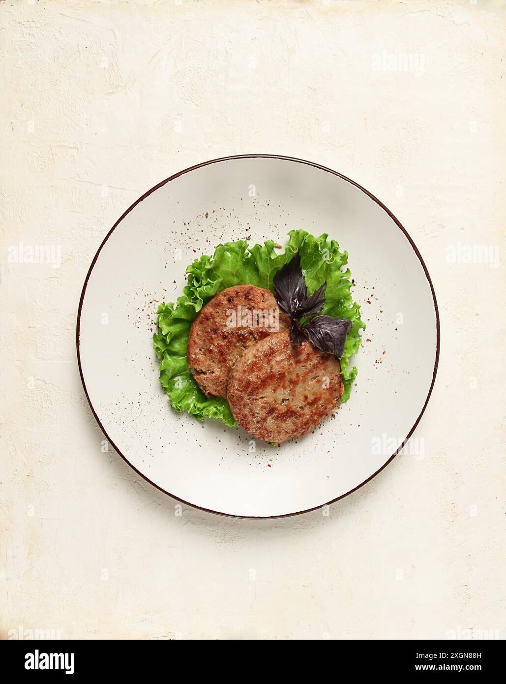 Fried beef patties, top view, no people Stock Photo - Alamy