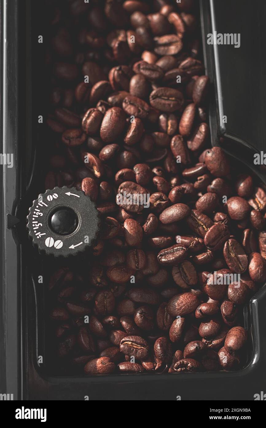 Coffee machine, coffee bean container, top view, close-up, no people ...
