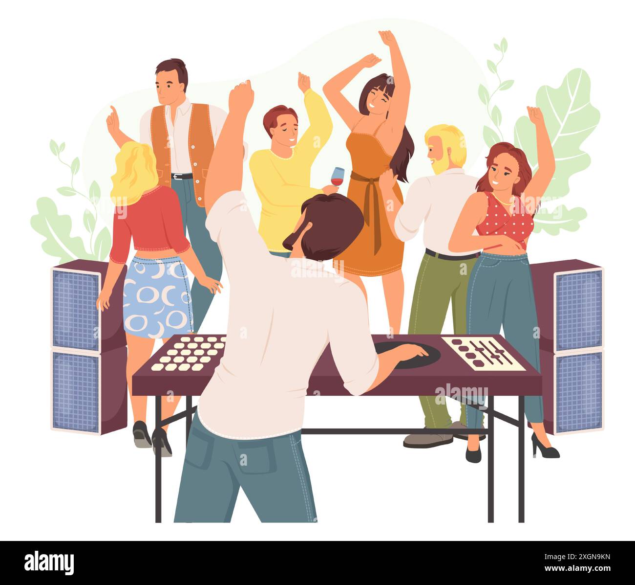 Dj party for students cartoon vector illustration Stock Vector Image ...