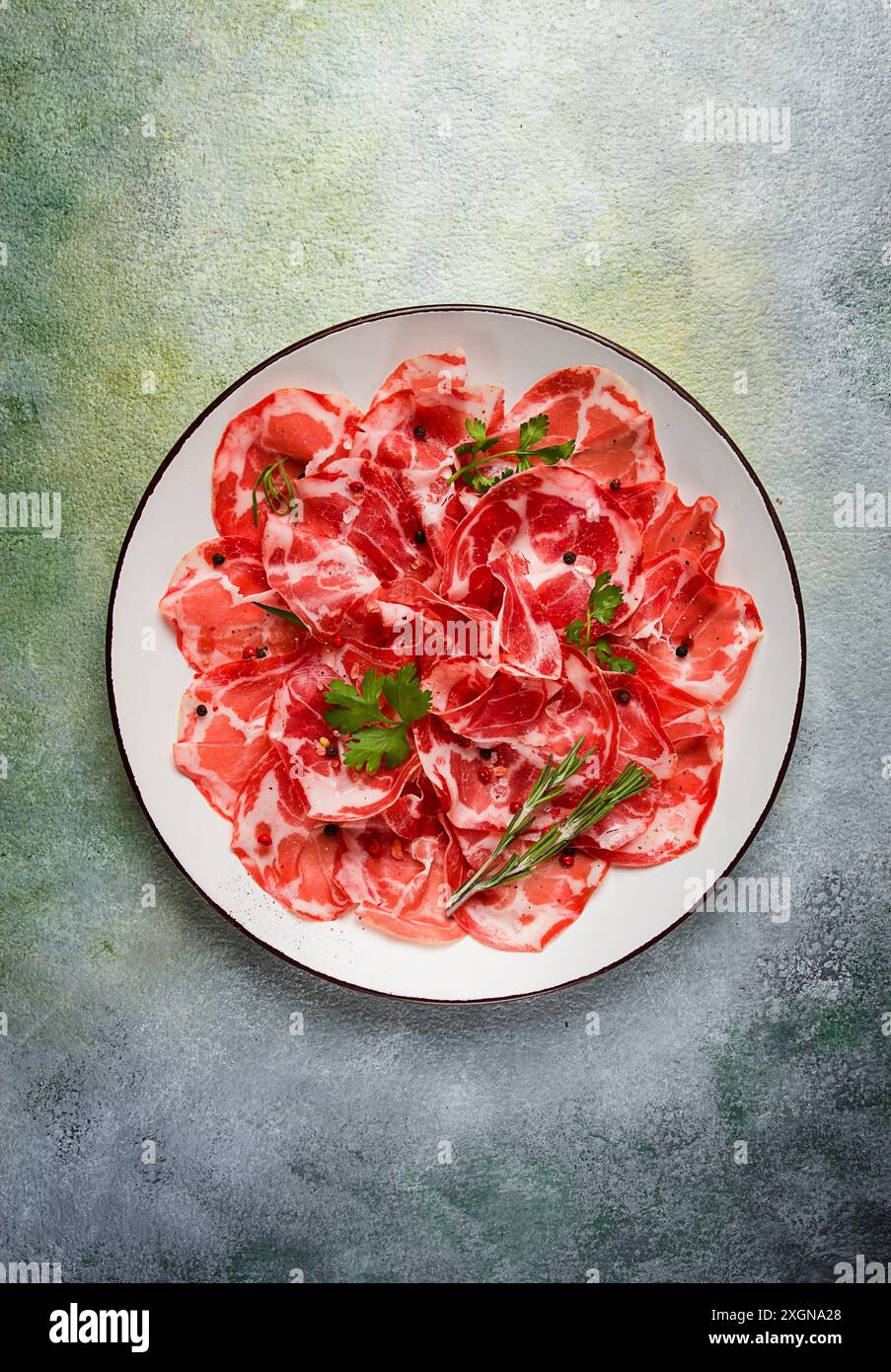 Sliced cured ham, prosciutto, italian dish, delicacy, parma ham, top ...
