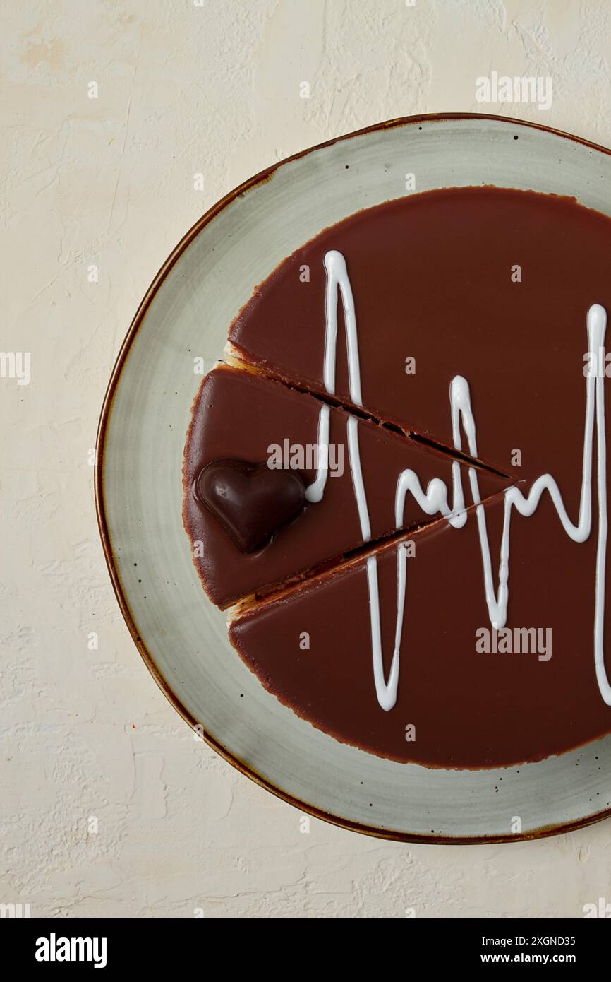 Bird's milk cake, top view, breakfast, love, chocolate heart Stock ...