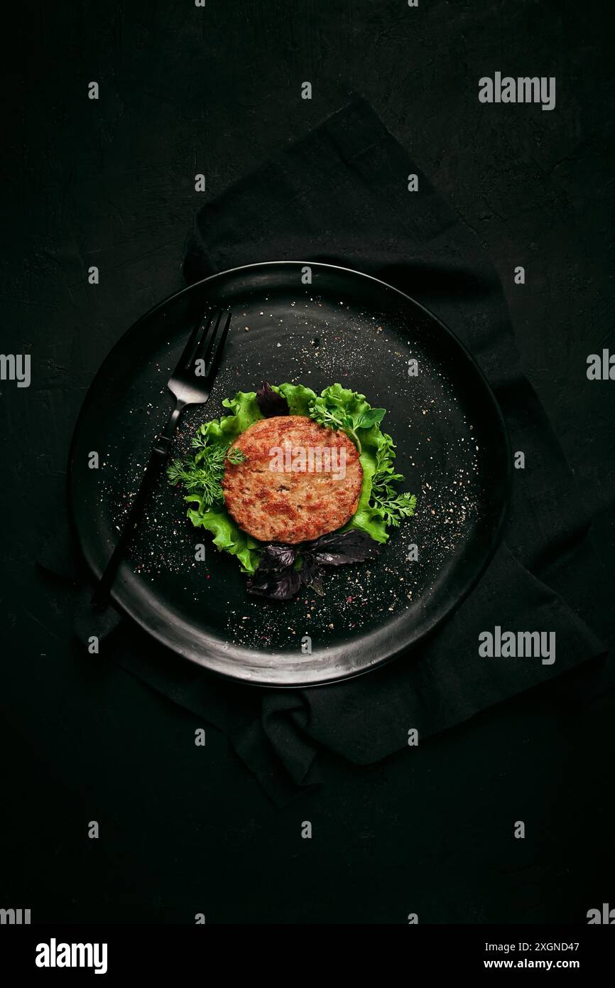Fried beef patties, top view, no people Stock Photo - Alamy