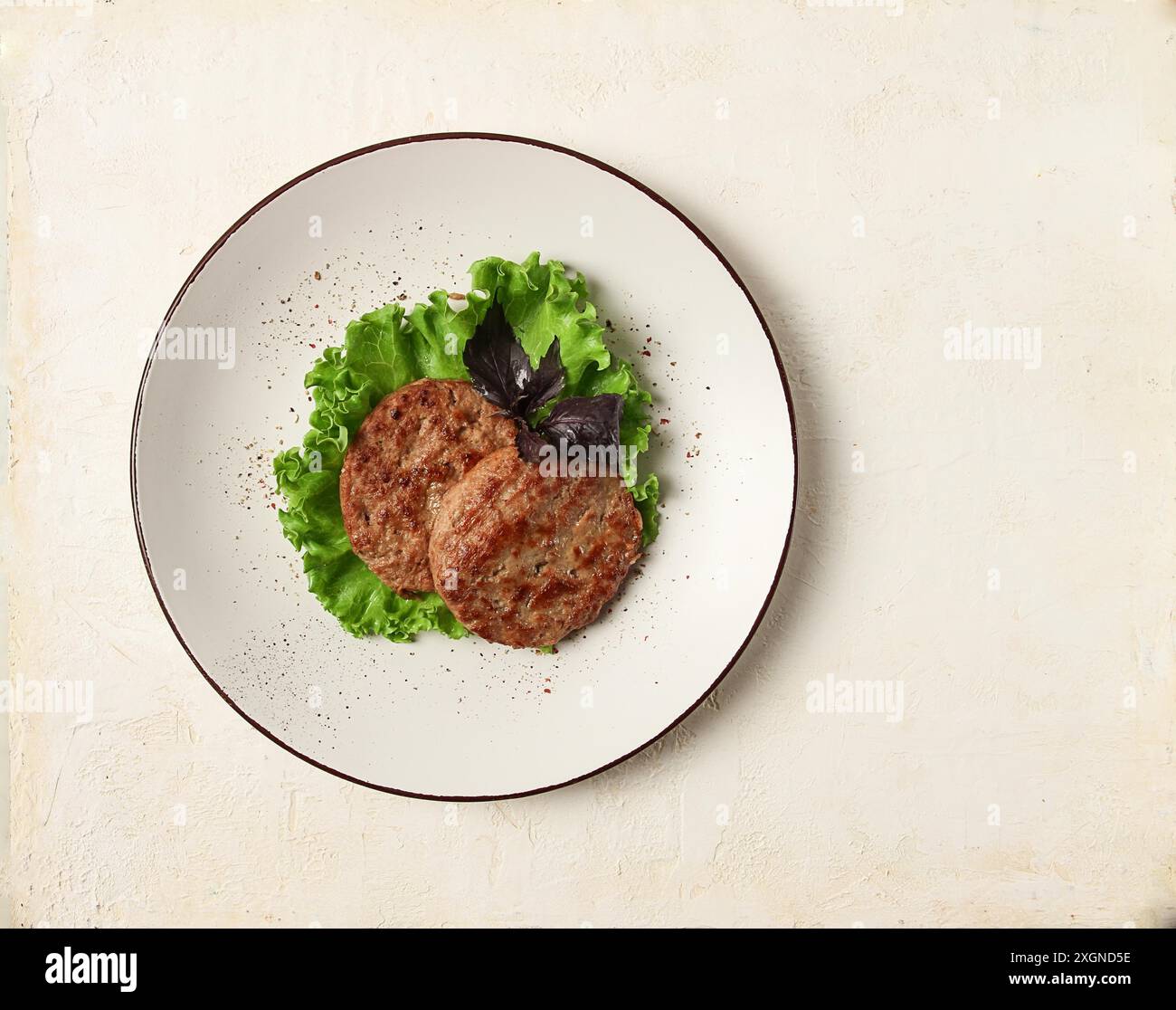 Fried beef patties, top view, no people Stock Photo - Alamy