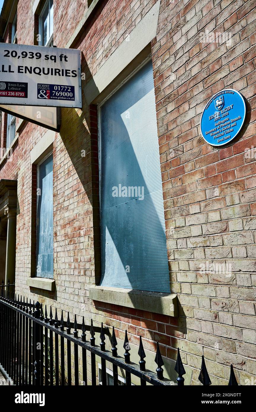 Former home of suffragette Edith Rigby(1872-1940) on Winckley Square ...