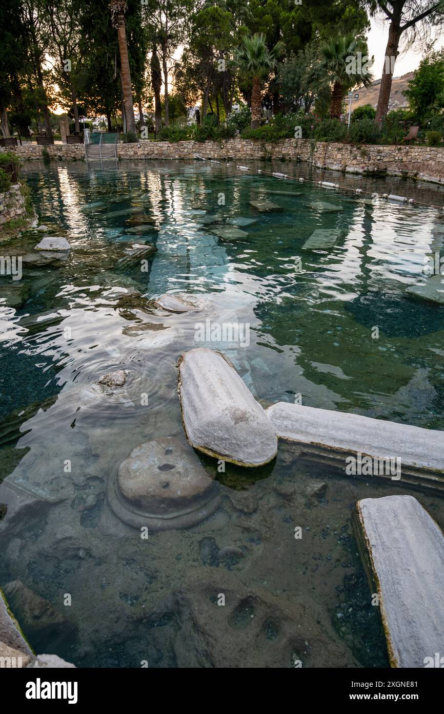 Cleopatra Pool in the ancient city of Hierapolis in Pamukkale, Denizli ...
