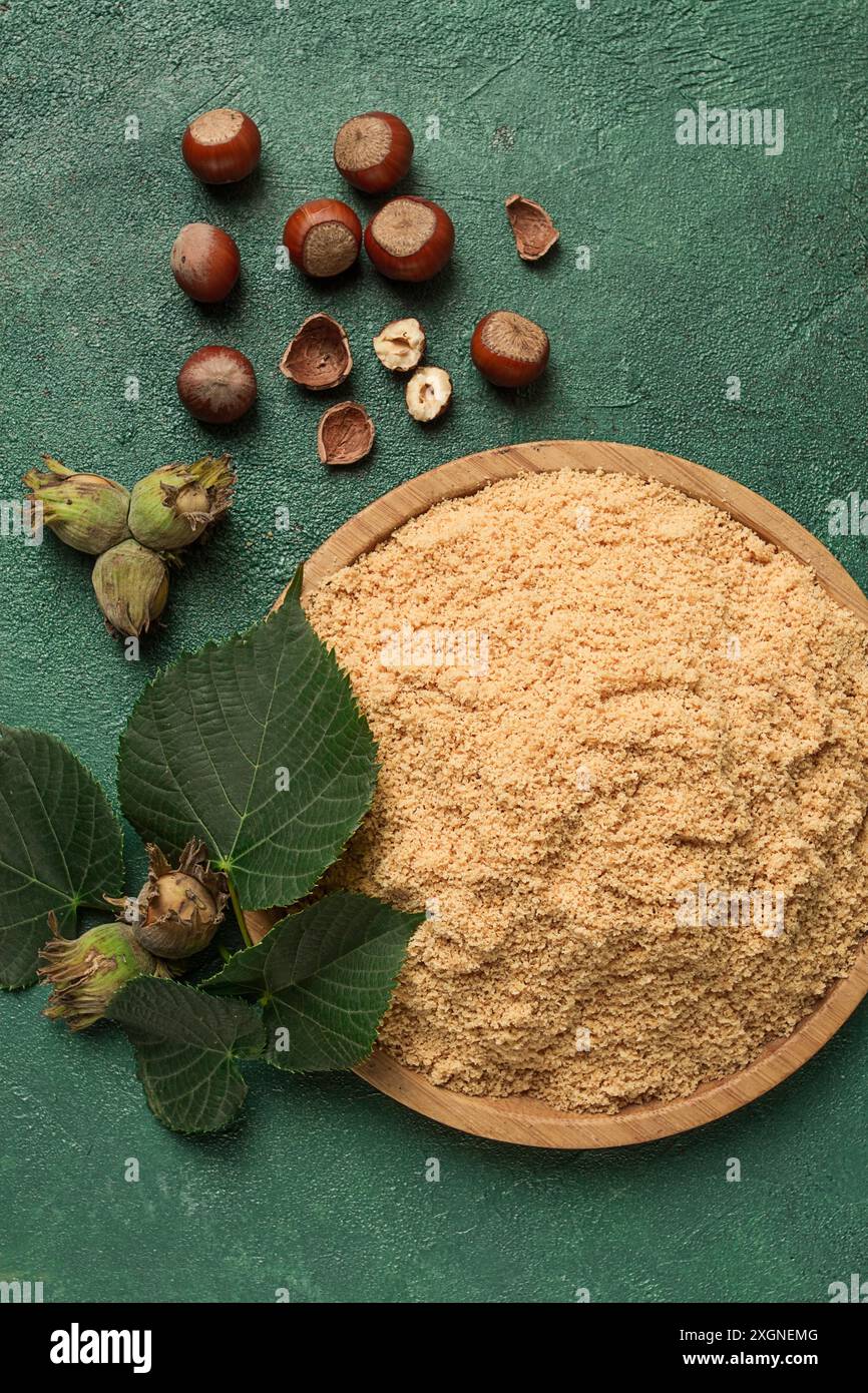 Hazelnut flour, top view, filbert, cobnut, top view, no people Stock ...