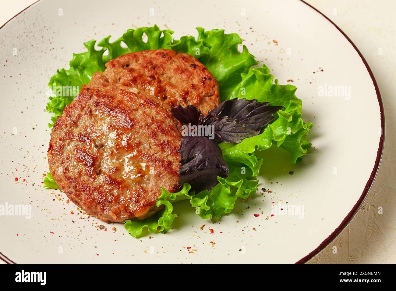 Fried beef patties, top view, no people Stock Photo - Alamy