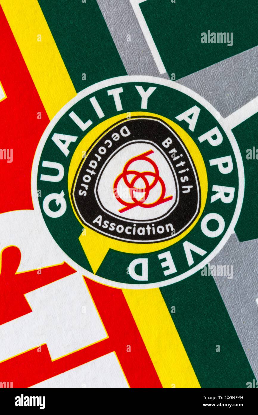 Quality Approved British Decorators Association logo symbol on box of ...