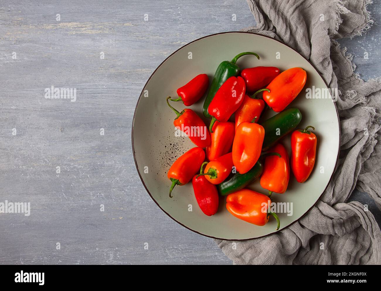 Mini sweet pepper, set, colored peppers, top view, no people ...