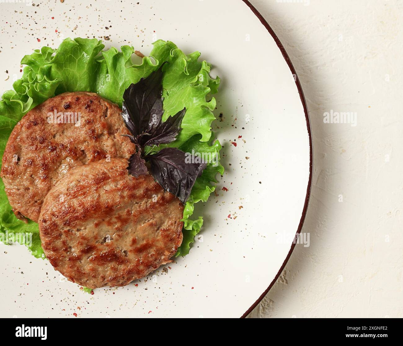 Fried beef patties, top view, no people Stock Photo - Alamy
