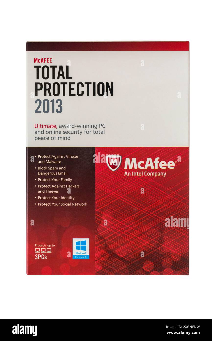 McAfee Total Protection 2013 software isolated on white background Stock Photo - Alamy
