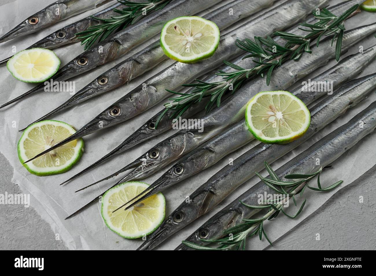 Fresh, Black Sea fish. raw, sargan, sea pike, top view, no people Stock ...