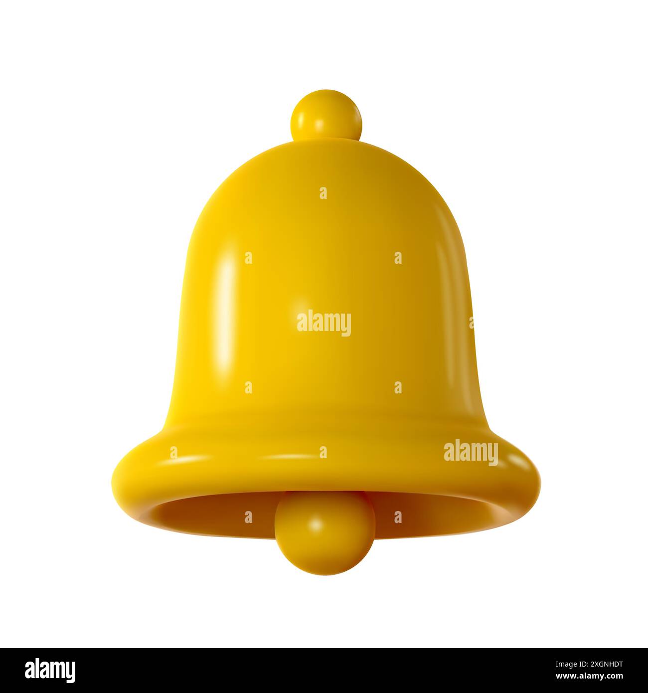 3d bell icon isolated on white background. Realistic render yellow ...