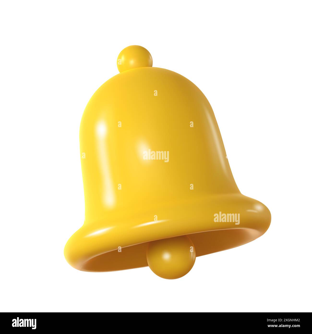 3d bell icon isolated on white background. Realistic render yellow ...