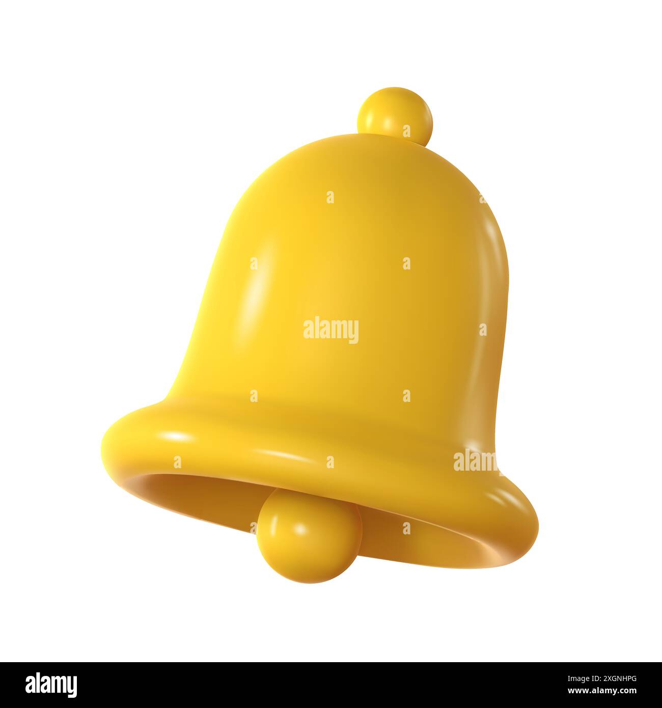 3d bell icon isolated on white background. Realistic render yellow ...