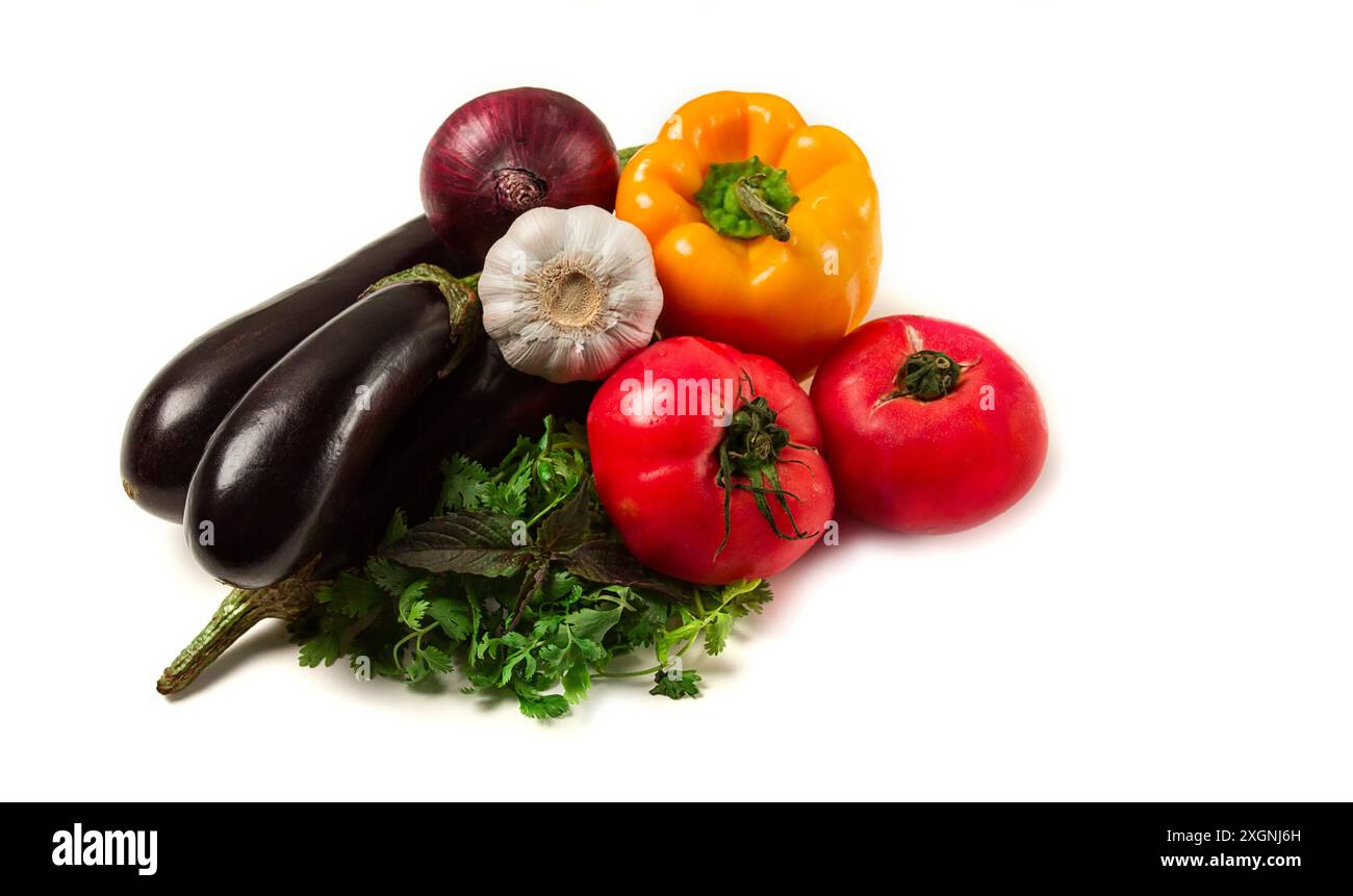 Eggplant sweet pepper tomatoes Cut Out Stock Images & Pictures - Alamy