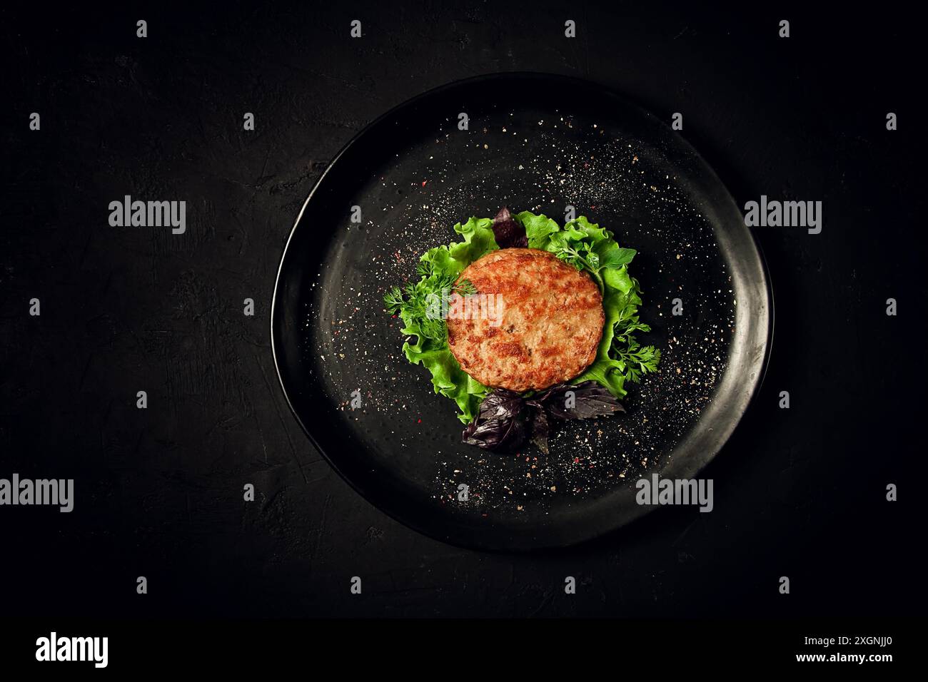 Fried beef patties, top view, no people Stock Photo - Alamy