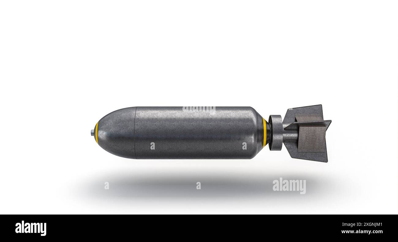 Aerial bomb on white background. war danger concept. 3d render Stock ...