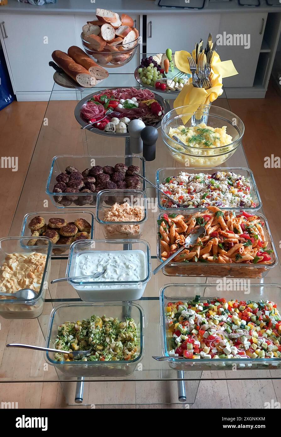 Cold buffet decorated on a glass table, Bavaria, Germany Stock Photo ...