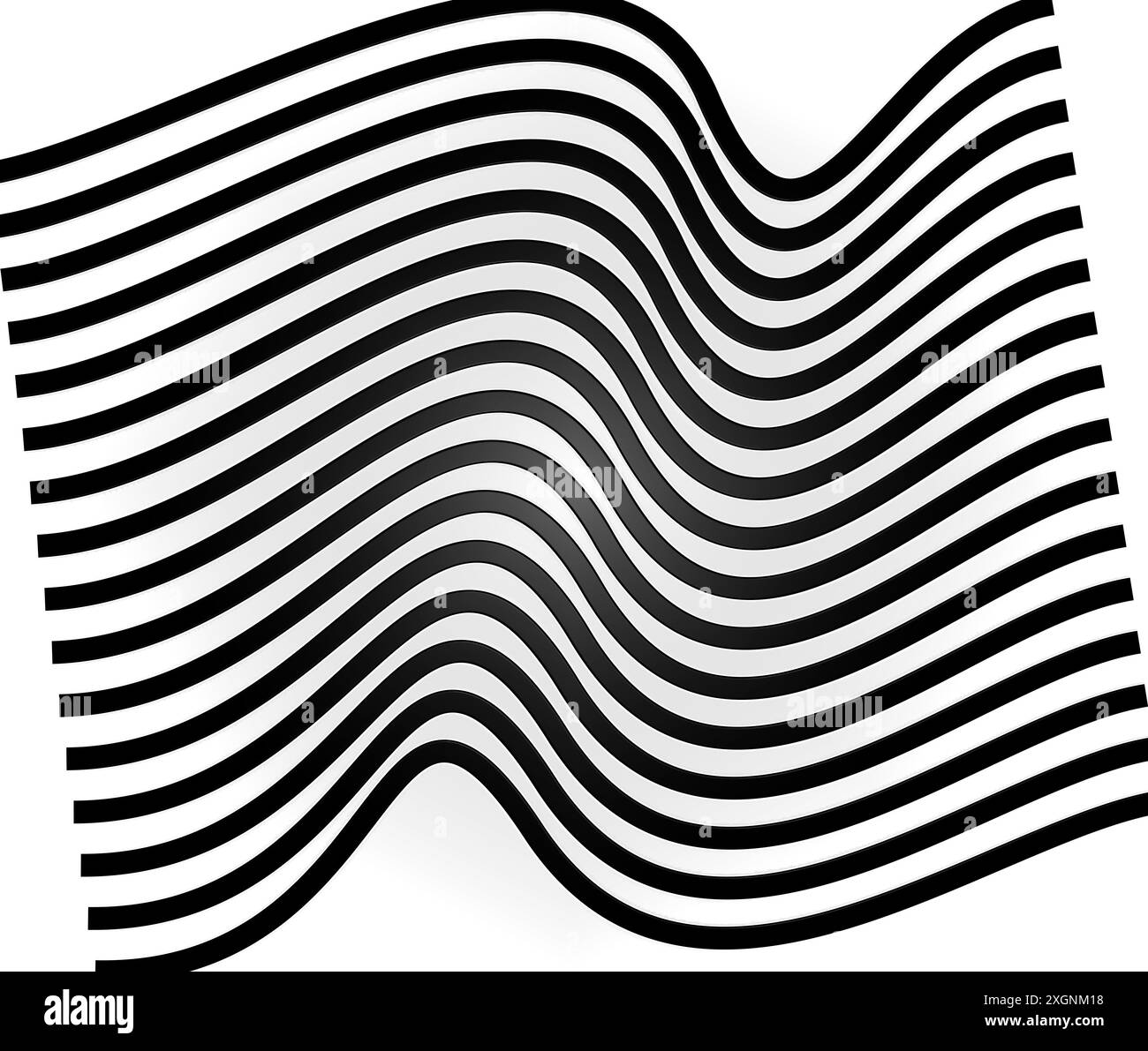 Abstract image featuring black wavy lines on a white background ...