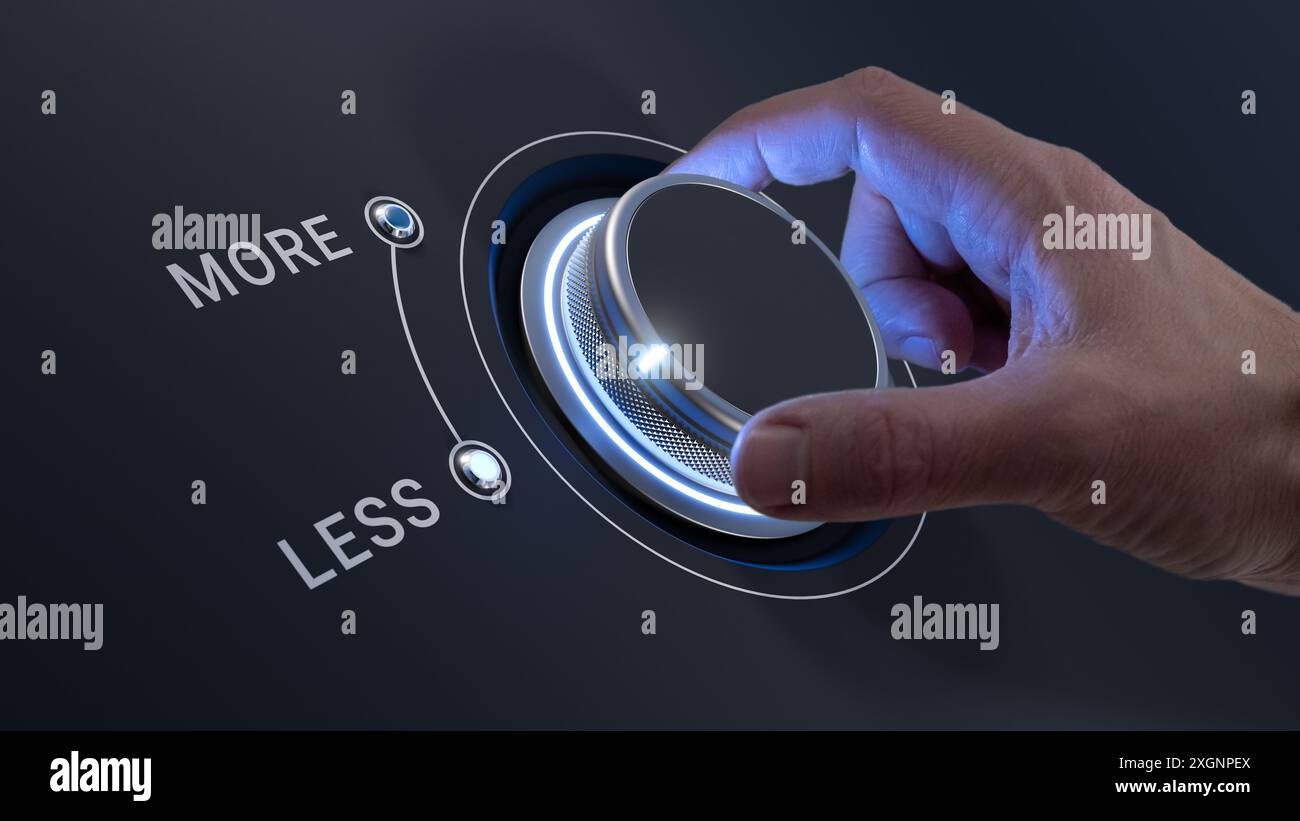 Less is More and Quality over Quantity concept with businessman's hand ...