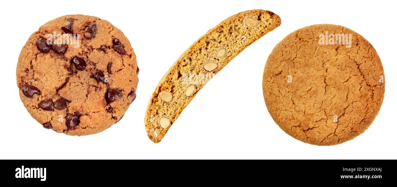 Cookies set, isolated on a white background. Chocolate chip cookie ...