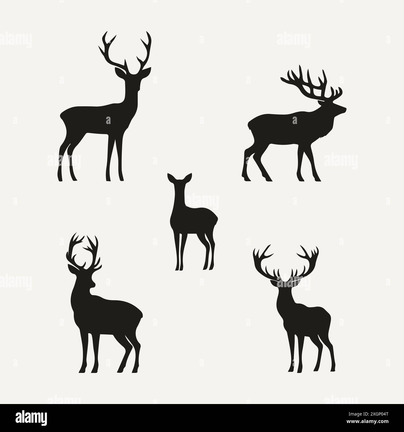 Silhouette Deer Collection in Profile Views Stock Vector Image & Art ...