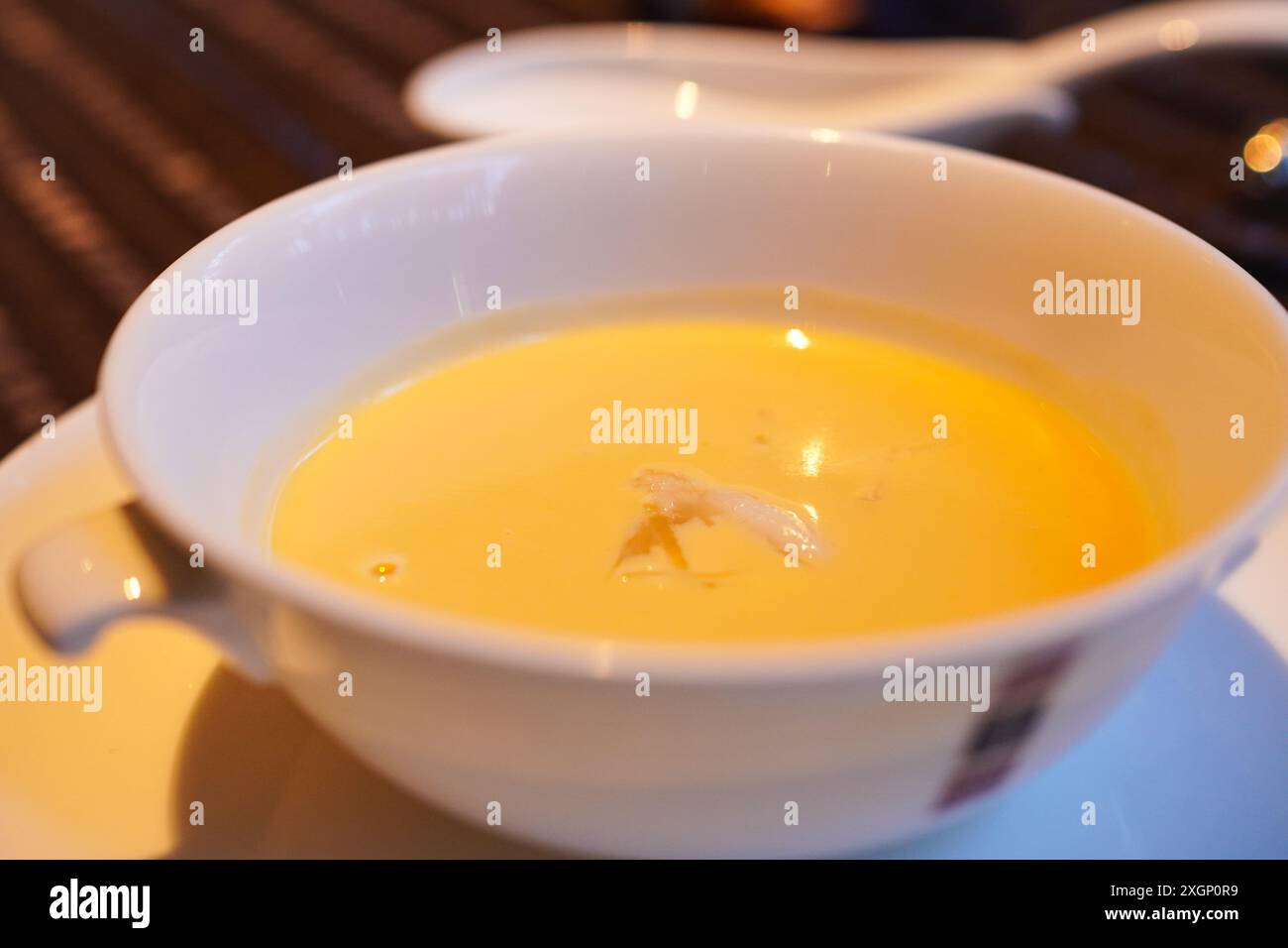 Corn Soup with Shark's Fin in Authentic Chinese Restaurant Stock Photo ...