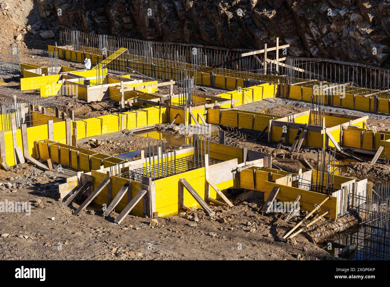 Formwork for the realization of a Foundation of a new building on a ...