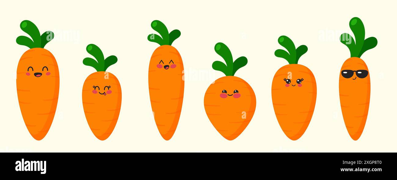 Set of Cute Carrots Characters Stock Photo - Alamy
