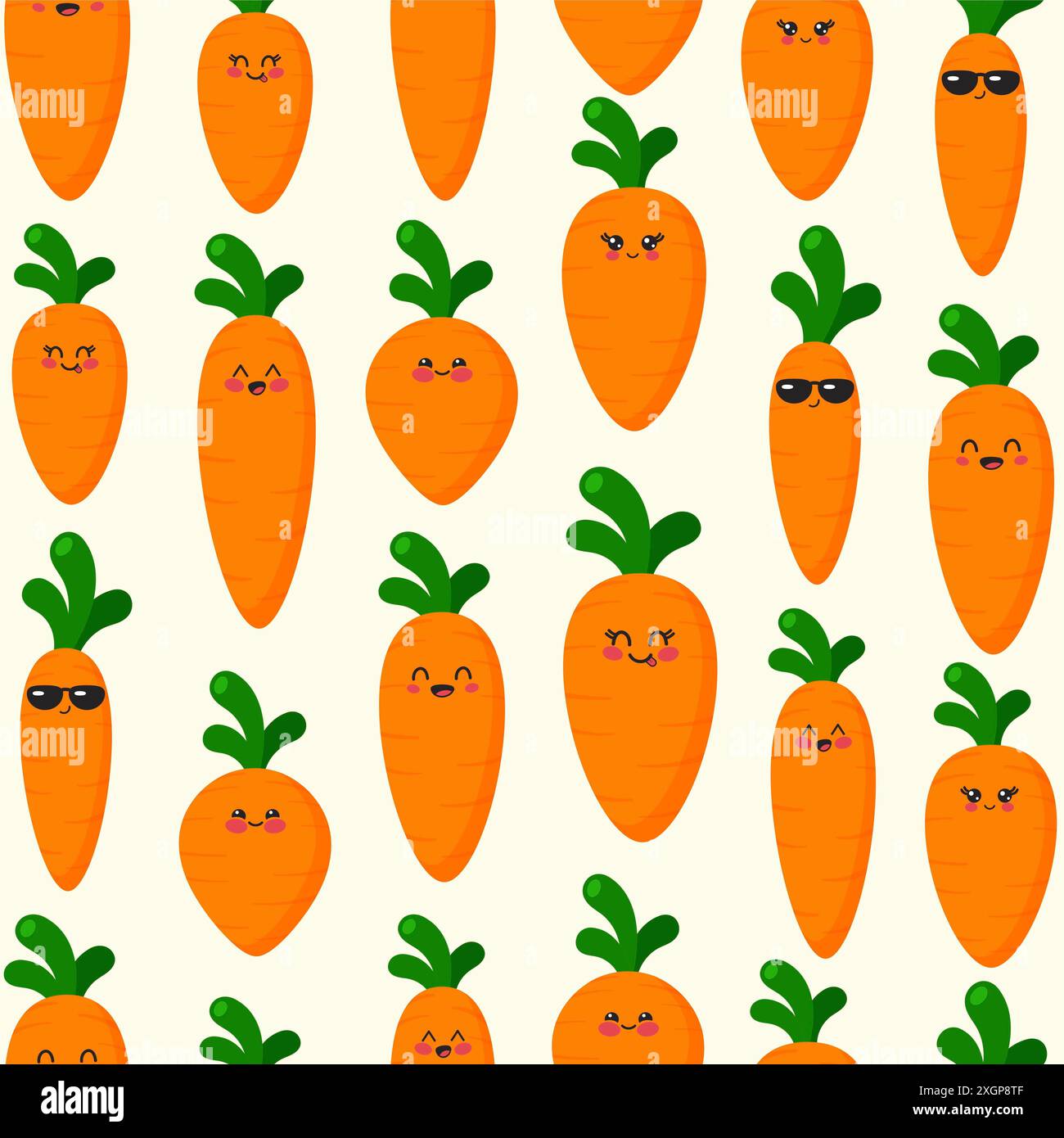 Cute Carrots Characters Seamless Pattern Stock Photo - Alamy