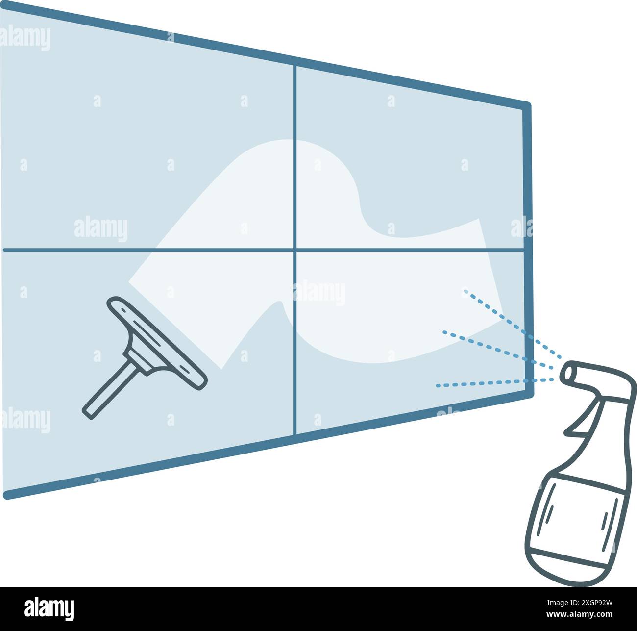 Window cleaning concept, vector graphics. Cleaning windows with spray ...