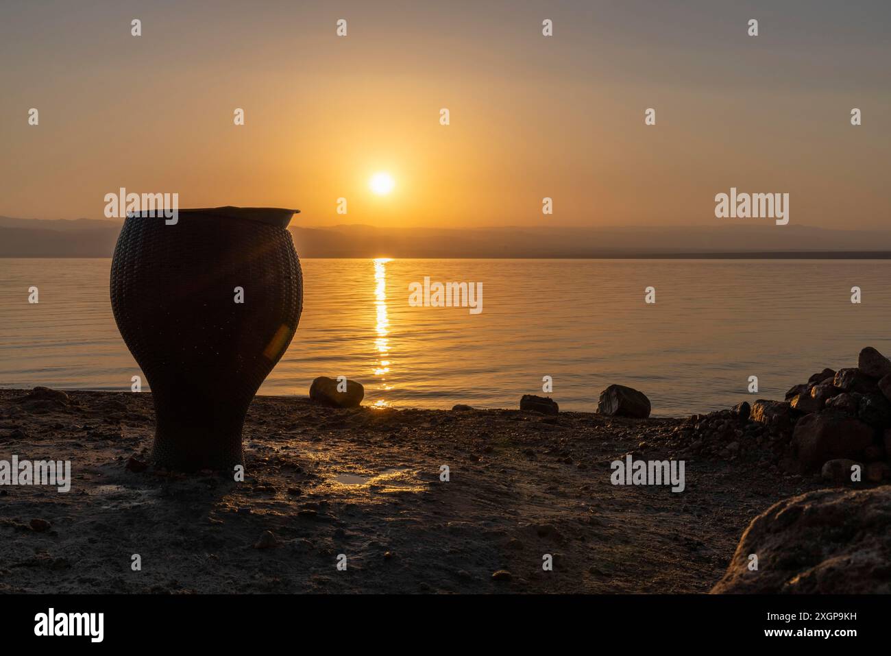 Sunset at the Corniche with vessel with healing mud, coastal section ...