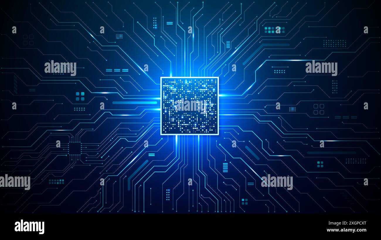 Glowing AI chip on light circuit board on technology background Stock Vector Image & Art - Alamy