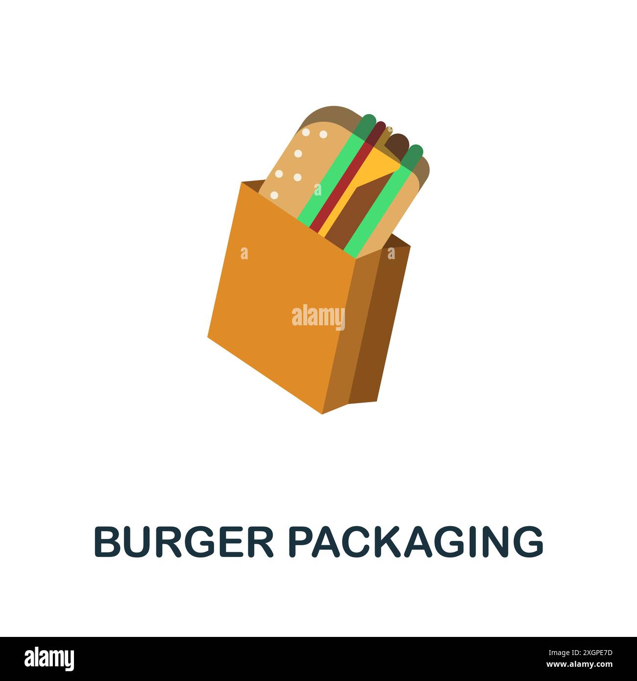 Burger Packaging flat icon. Colored sign from take away service ...