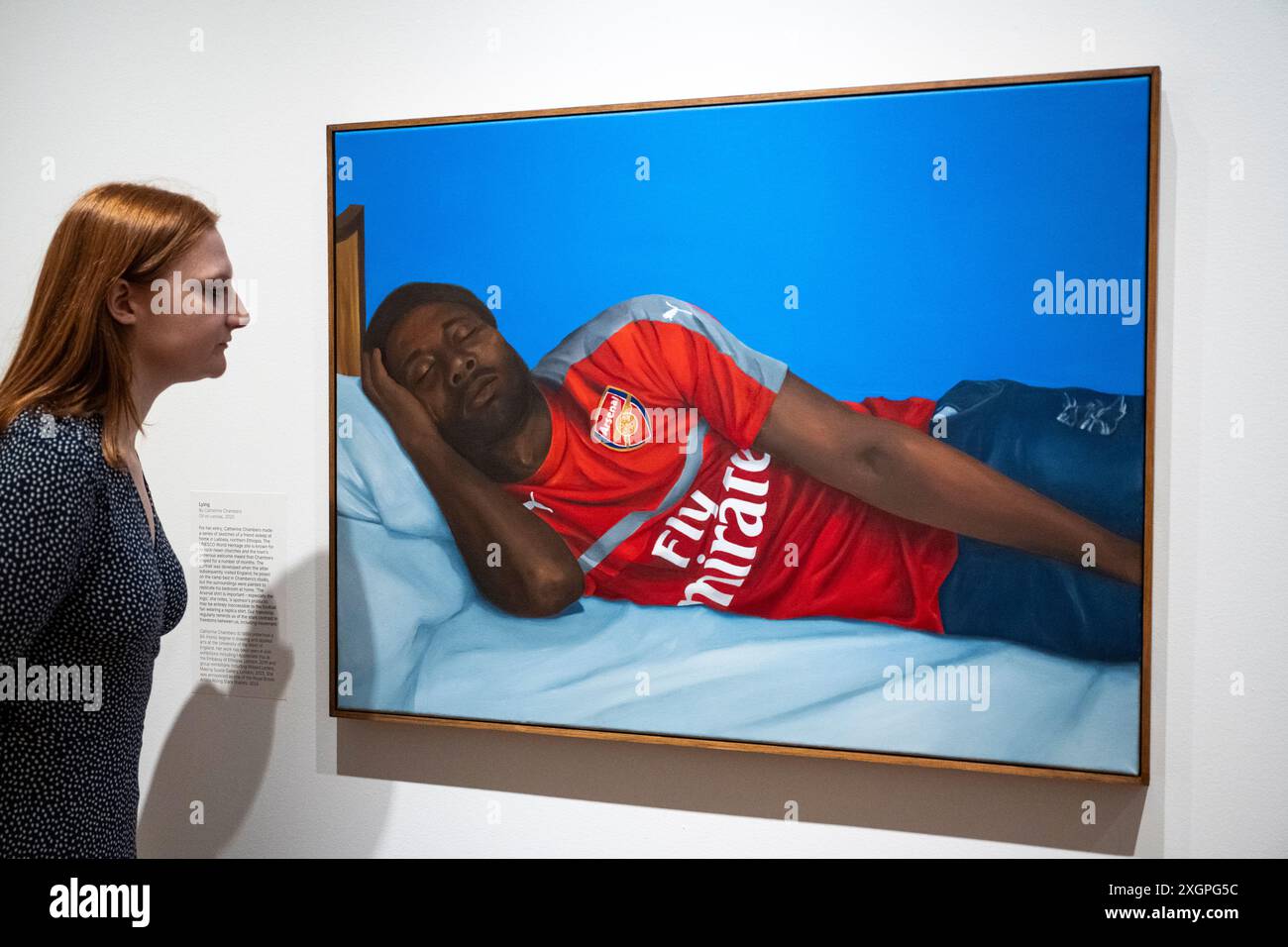 London, UK. 10 July 2024. A staff member with ‘Lying’, 2020, by ...