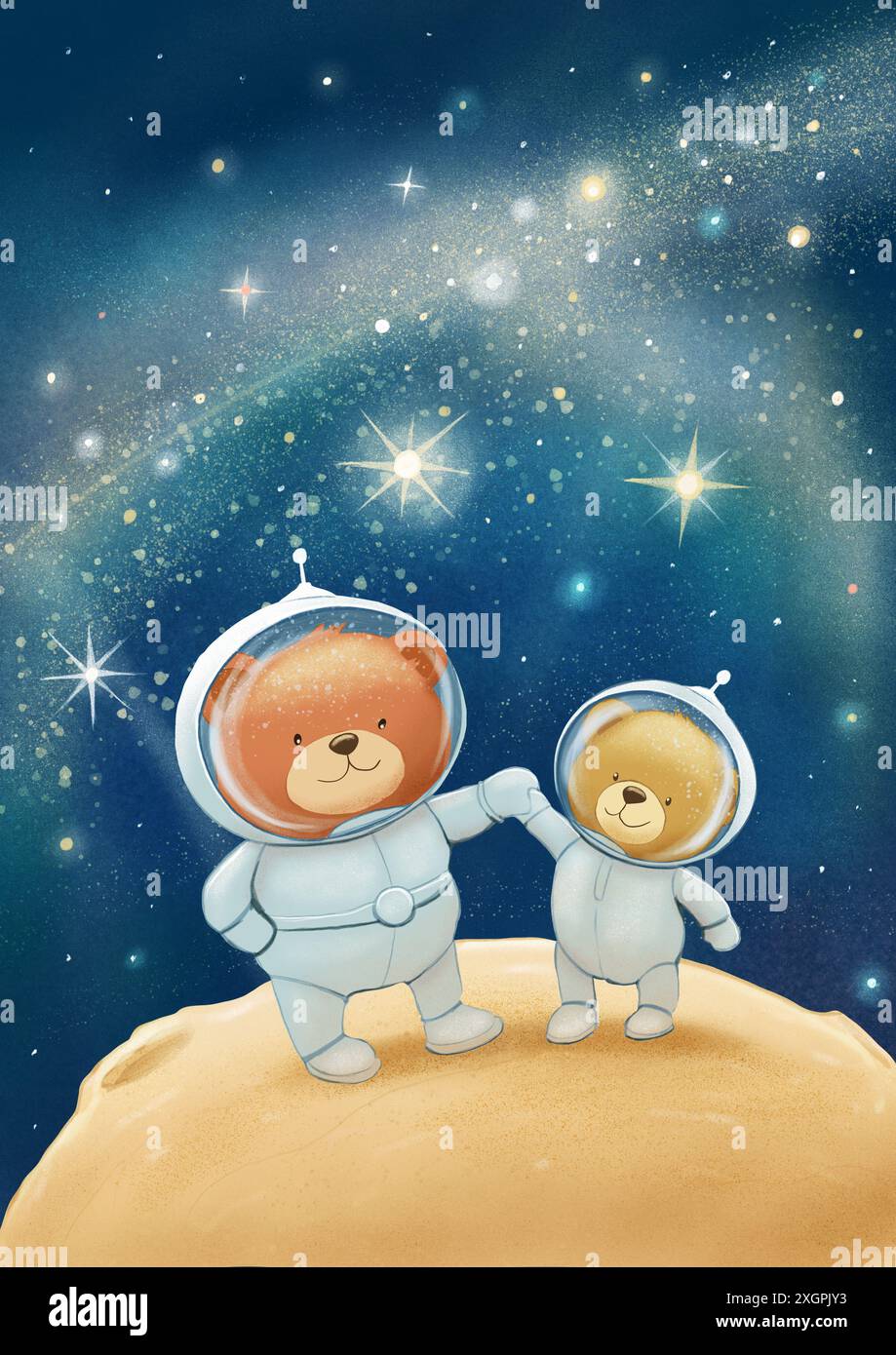 Two Teddy bear astronaut brothers on a Space journey Stock Photo - Alamy