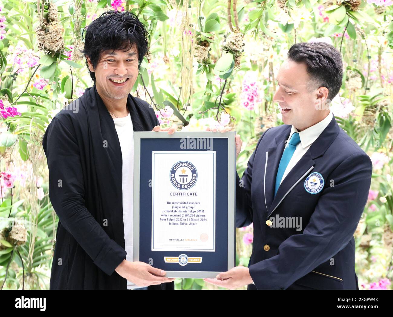Tokyo, Japan. 10th July, 2024. Teamlab co-founder Toshiyuki Inoko (L ...