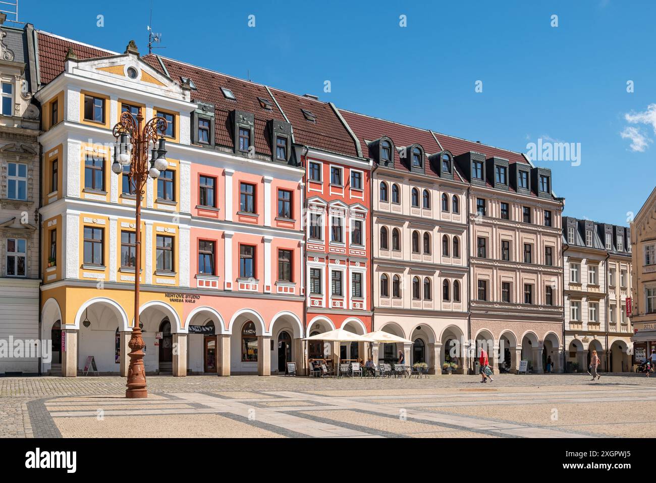 Old town Edvard Benes square in historic city centre of Liberec, Czech ...