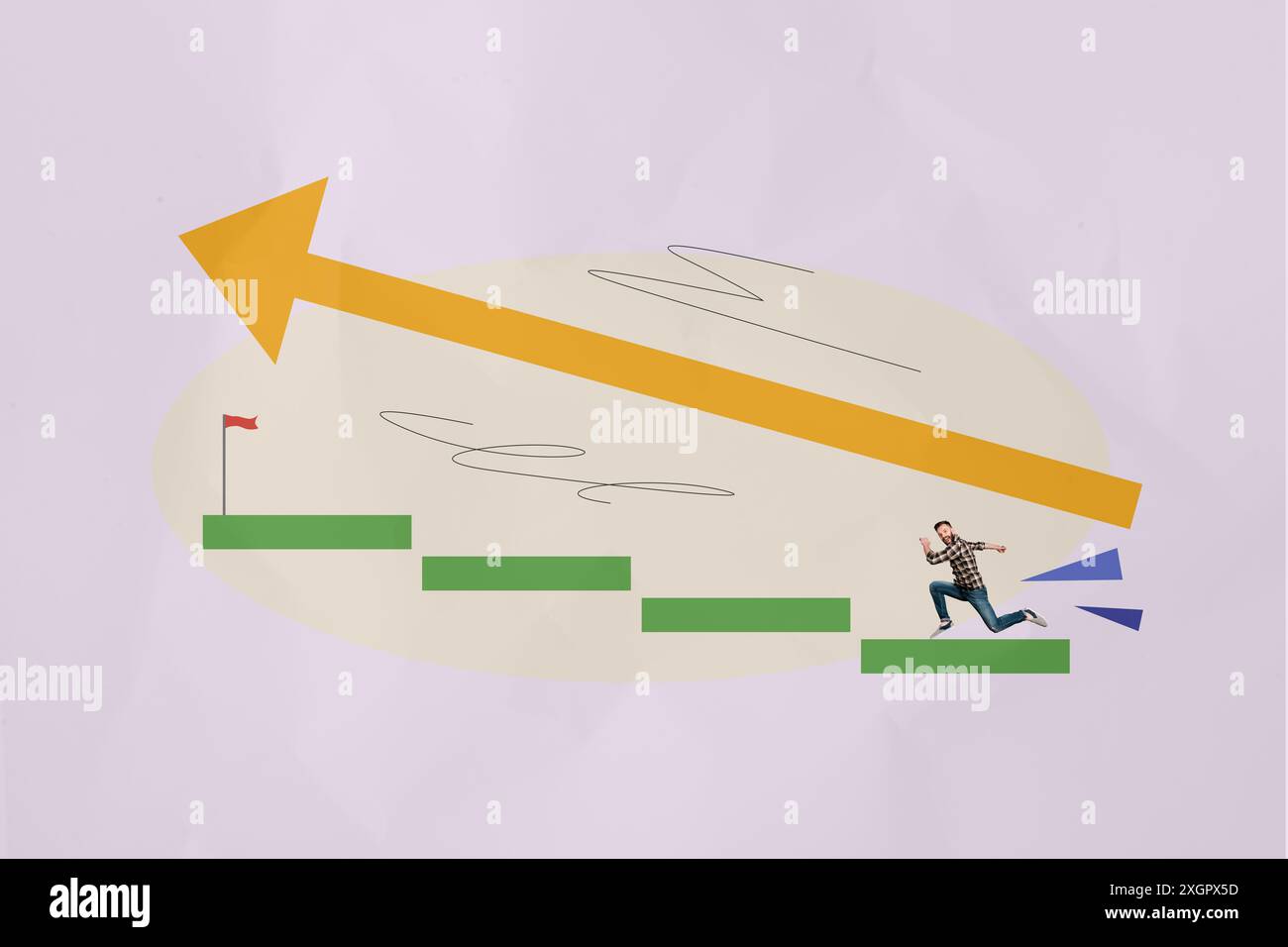 Collage young man runner achieve success positive results progress ...