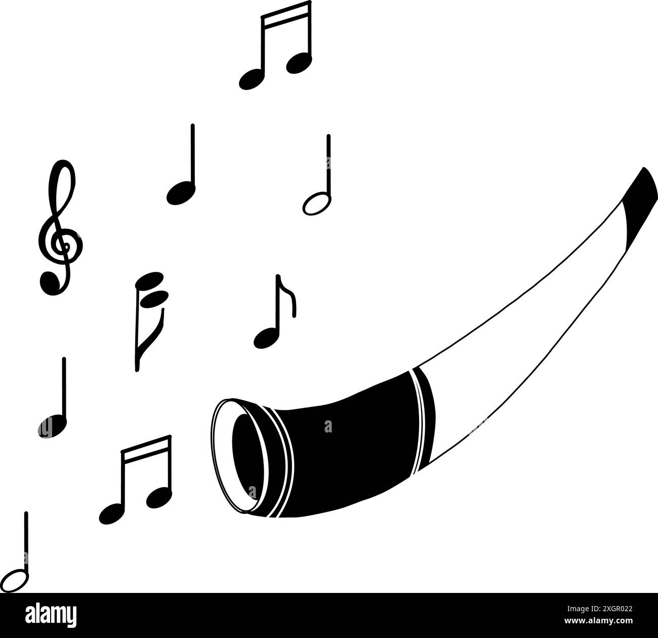 A horn that makes a melody. Russian wind folk instrument, horn, bugle ...