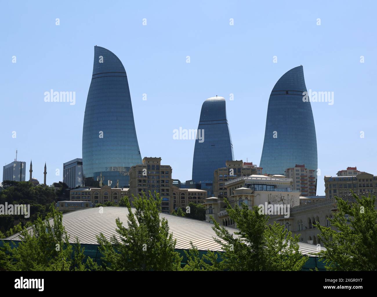 BAKU, AZERBAIJAN-JUNE 28,2024:The Flame Towers are a group of three ...