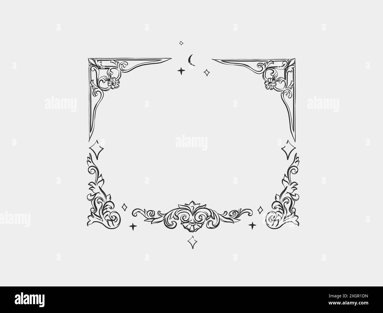 Hand drawn vector abstract outline,graphic,line vintage baroque ...