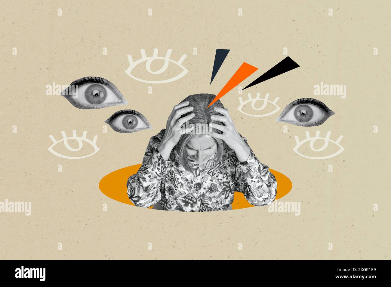 Trend artwork sketch image 3D photo collage of cyberbullying man eyes ...