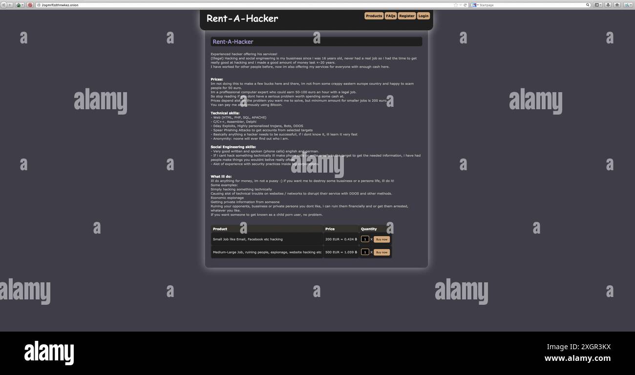 Screen grabs from black market market places on the Dark Net that sell ...